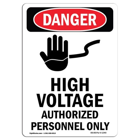 Signmission Safety Sign, OSHA Danger, 5" Height, High Voltage ...