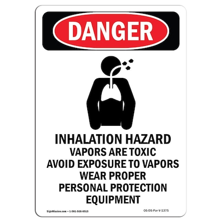 Signmission Safety Sign, OSHA Danger, 7" Height, Inhalation Hazard ...