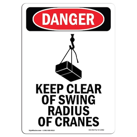 Signmission Safety Sign, OSHA Danger, 7" Height, Keep Clear Of Swing ...
