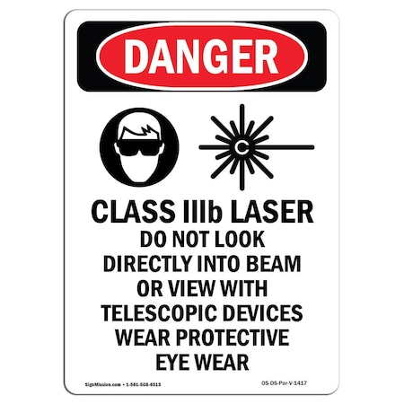 Signmission OSHA Danger Sign, Class IIIb Laser Do, 10in X 7in Decal, 10 ...