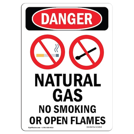 Signmission OSHA Sign, Natural Gas No Smoking, 7in X 5in Decal, 5" W, 7 ...
