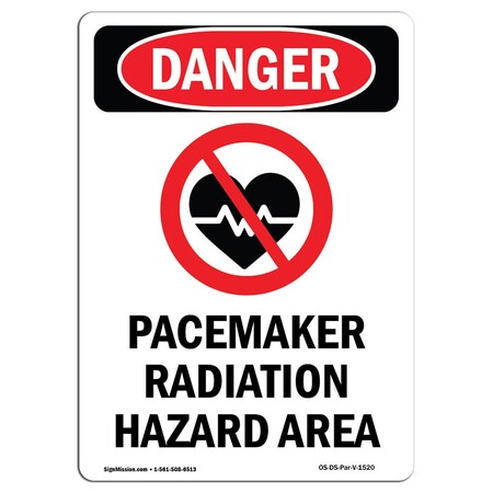 Signmission OSHA Danger Sign, Pacemaker Radiation, 10in X 7in Decal, 7 ...