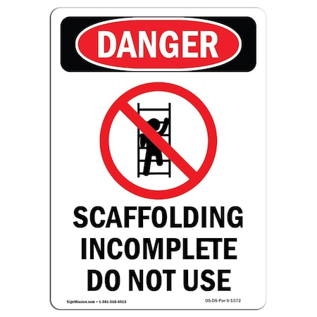 Signmission Safety Sign, OSHA Danger, 18" Height, Scaffolding ...
