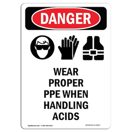 Signmission OSHA Danger Sign, Wear Proper PPE When, 7in X 5in Decal, 5 ...