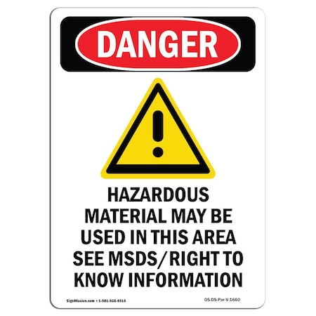 Signmission Safety Sign, OSHA Danger, 24" Height, Hazardous Material ...