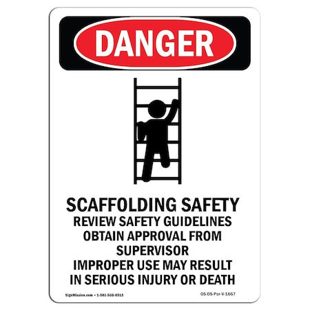 Signmission Safety Sign, OSHA Danger, 24" Height, Aluminum, Scaffolding ...
