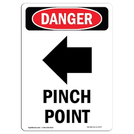 Signmission OSHA Sign, Pinch Point, 24in X 18in Rigid Plastic, 18" W ...
