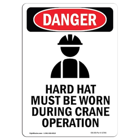 Signmission OSHA Danger Sign, Hard Hat Must Be Worn, 18in X 12in ...