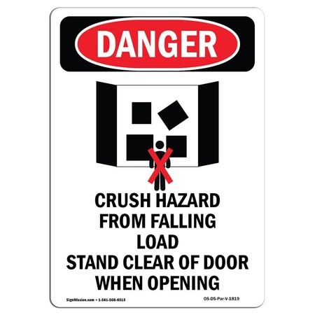 Signmission OSHA Danger Sign, Crush Hazard From, 24in X 18in Decal, 18 ...