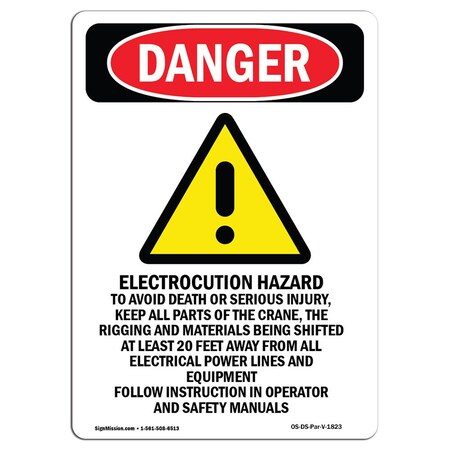 Signmission Safety Sign, OSHA Danger, 18" Height, Electrocution Hazard ...