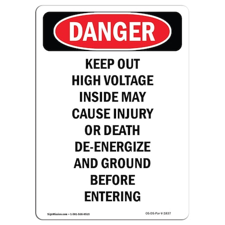 Signmission Safety Sign, OSHA Danger, 18" Height, Portrait Keep Out ...
