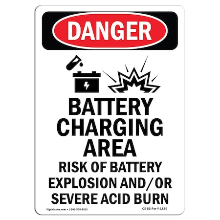 Signmission Safety Sign, OSHA Danger, 18" Height, Aluminum, Battery ...