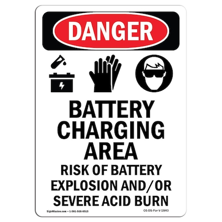 Signmission Safety Sign, OSHA Danger, 18" Height, Aluminum, Battery ...