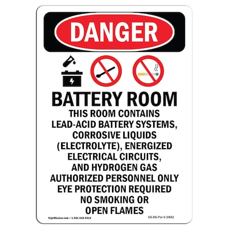 Signmission Safety Sign, OSHA Danger, 18" Height, Aluminum, Battery ...