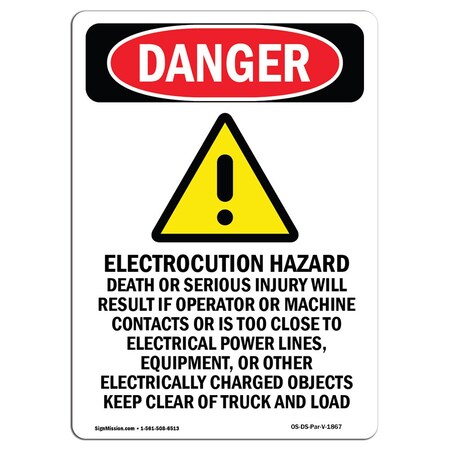 Signmission Safety Sign, OSHA Danger, 10" Height, Rigid Plastic ...