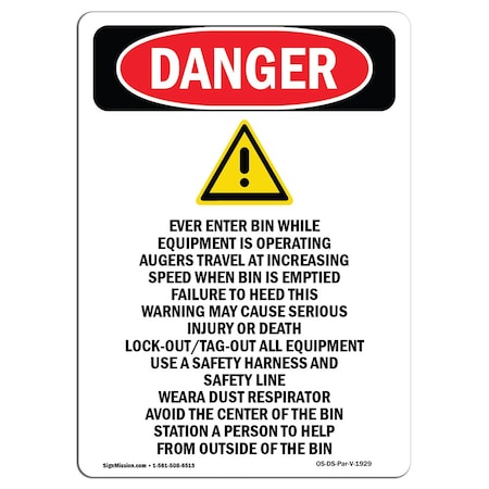 Signmission Safety Sign, OSHA Danger, 24" Height, Aluminum, Never Enter ...