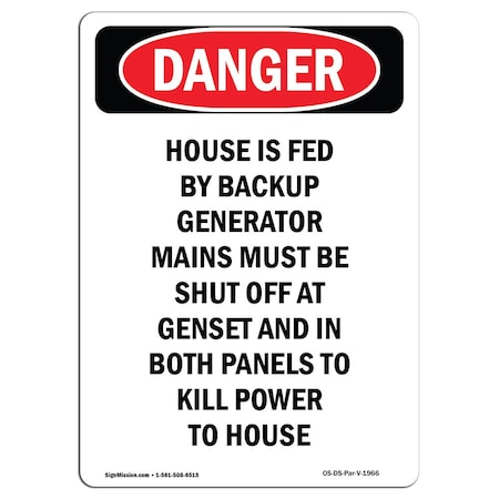 Signmission Safety Sign, OSHA Danger, 18" Height, House Is Fed By ...
