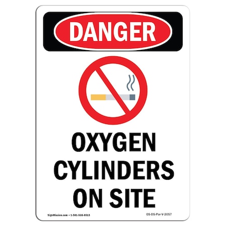 Signmission Safety Sign, OSHA Danger, 18" Height, Rigid Plastic, Oxygen ...