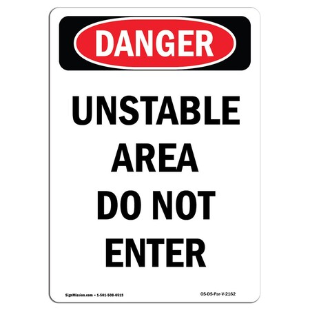 Signmission Safety Sign, OSHA Danger, 24" Height, Unstable Area Do Not ...