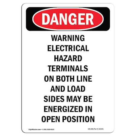 Signmission Safety Sign, OSHA Danger, 24" Height, Warning Electrical ...
