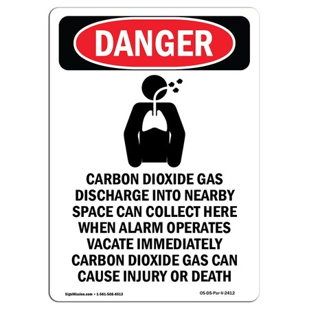 Signmission Safety Sign, OSHA Danger, 24" Height, Carbon Dioxide Gas ...