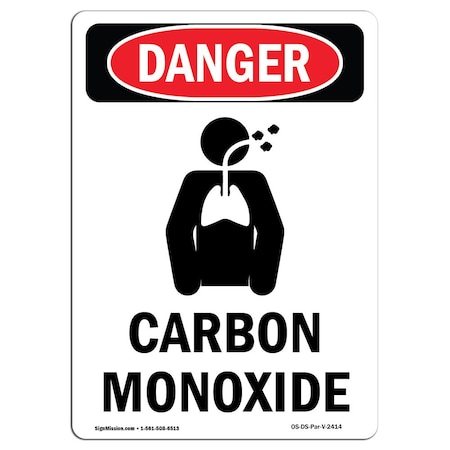 Signmission Safety Sign, OSHA Danger, 18" Height, Carbon Monoxide ...