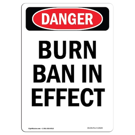 Signmission Safety Sign, OSHA Danger, 10" Height, Rigid Plastic, Burn ...