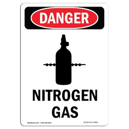 Signmission Safety Sign, OSHA Danger, 24" Height, Nitrogen Gas ...