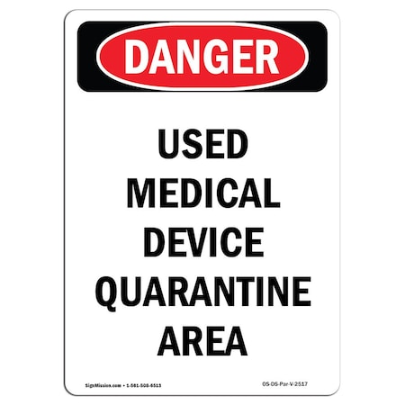 Signmission Safety Sign, OSHA Danger, 24" Height, Used Medical Device ...