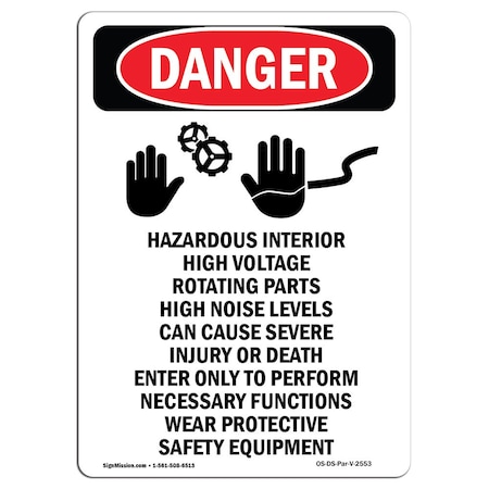 Signmission Safety Sign, OSHA Danger, 24" Height, Hazardous Interior ...