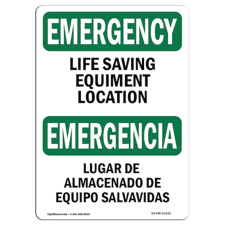 Signmission Safety Sign, OSHA EMERGENCY, 5" Height, Life Saving ...