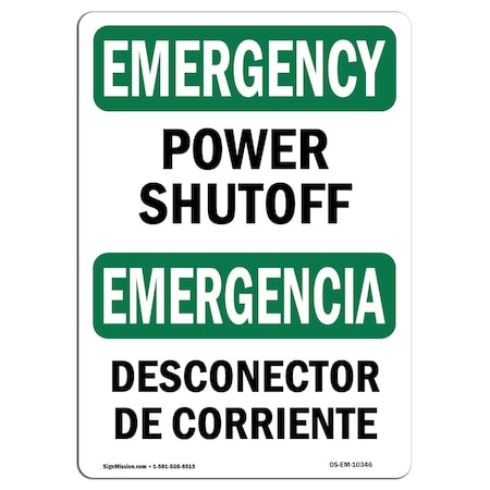 Signmission Safety Sign, OSHA EMERGENCY, 10" Height, Aluminum, Power ...