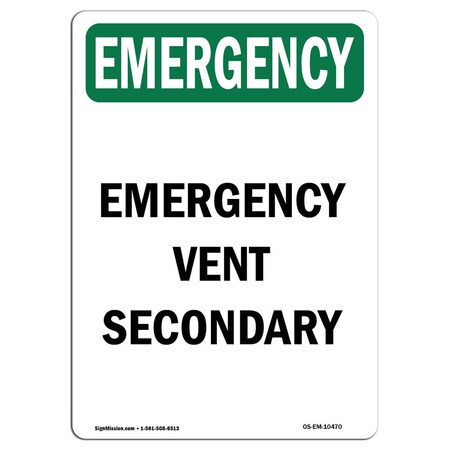 Signmission Safety Sign, OSHA EMERGENCY, 10" Height, Aluminum, Vent ...