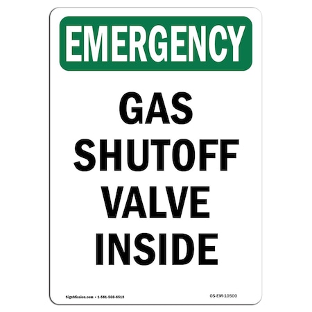 Signmission Safety Sign, OSHA EMERGENCY, 10" Height, Aluminum, Gas ...