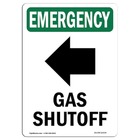Signmission Safety Sign, OSHA EMERGENCY, 18" Height, Aluminum, Gas ...