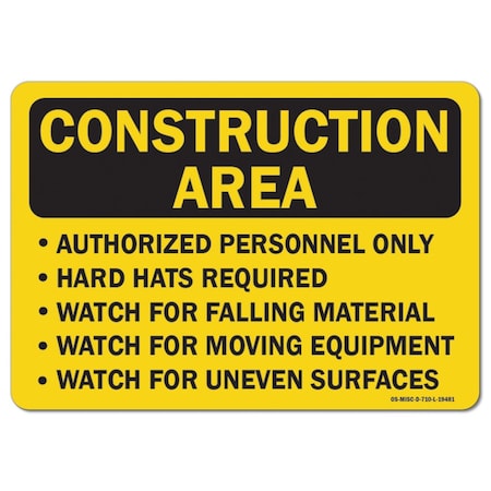 Signmission OSHA, Construction Area Authorized Personnel Hard Hats ...
