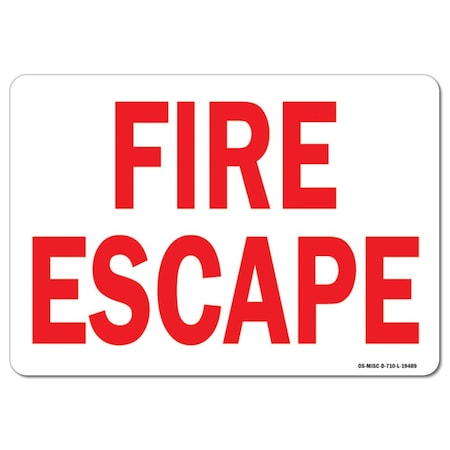 Signmission OSHA Decal, Fire Escape, red sign on white background, 24in ...