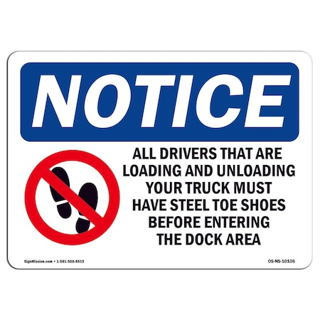 Signmission Safety Sign, OSHA Notice, 10" Height, All Drivers That Are ...