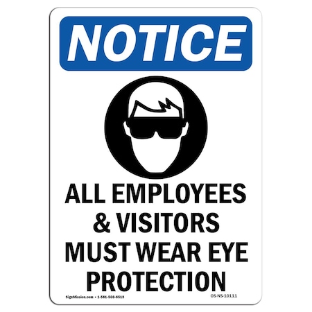 Signmission OSHA Notice Sign, 18" Height, All Employees And Visitors ...