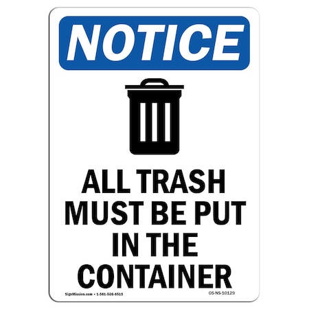 Signmission Safety Sign, OSHA Notice, 10" Height, Rigid Plastic, All ...