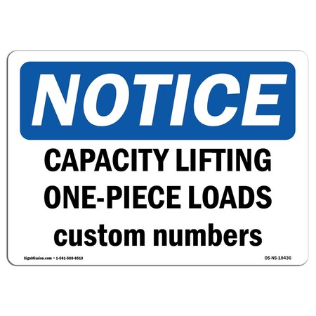 Signmission Safety Sign, OSHA Notice, 18" Height, Capacity Lifting ...
