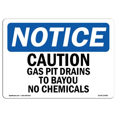 Signmission Safety Sign, OSHA Notice, 10" Height, Caution Gas Pit ...