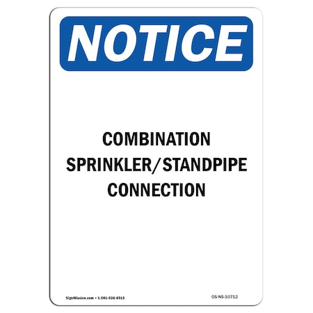 Signmission OSHA Notice, 5" Height, Combin Sprinkler Standpipe Sign, 5 ...