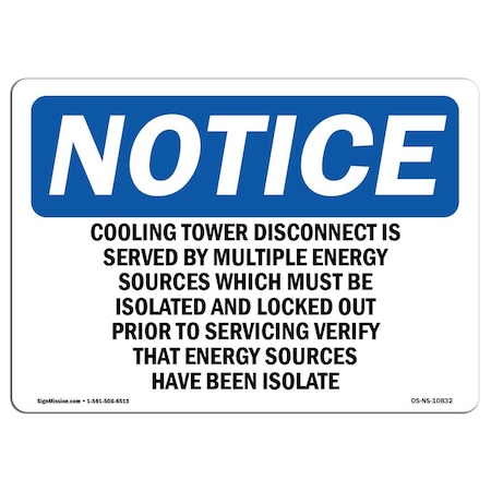 Signmission Safety Sign, OSHA Notice, 18" Height, Cooling Tower ...