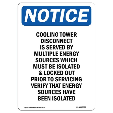 Signmission Safety Sign, OSHA Notice, 18" Height, Cooling Tower ...