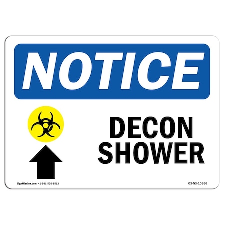 Signmission OSHA Notice Sign, 12" Height, Rigid Plastic, Decon Shower ...