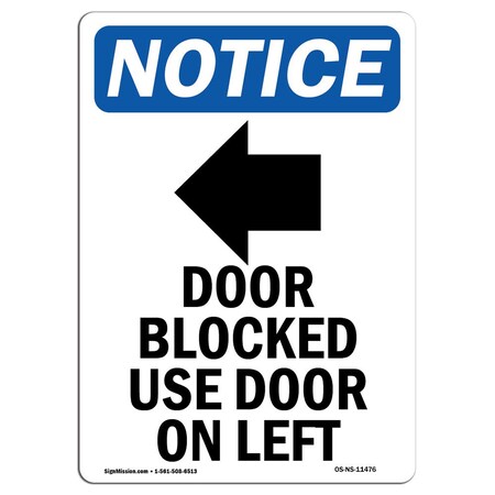 Signmission OSHA Notice Sign, 7" Height, Door Blocked Use Door Sign ...
