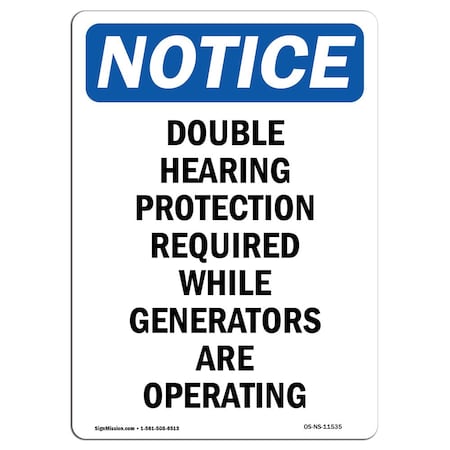 Signmission OSHA Sign, Double Hearing Protection Required, 14in X 10in ...
