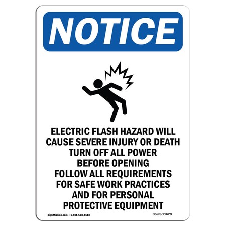 Signmission Safety Sign, OSHA Notice, 7" Height, Electric Flash Hazard ...