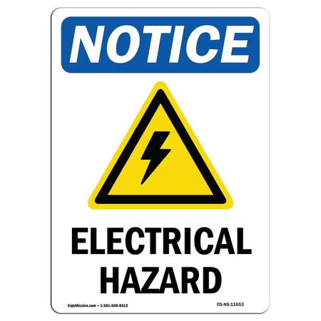 Signmission OSHA Notice Sign, 7" Height, Electrical Hazard Sign With ...